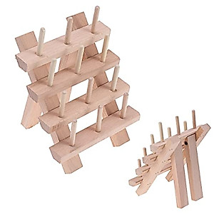 EXCEART 12 Spool/Cone Wooden Thread Rack Wooden Folding Thread Holder Organizer Sewing Embroidery Thread Rack for Sewing Embroidery Quilting Craft