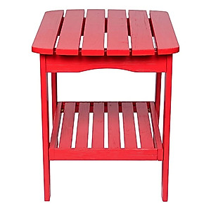 Classic Adirondack Rectangle Patio Table with Slated Top & Genuine Cedar Wood Construction 24" Lx19 Wx22 H | Chili Red Color Weatherproof Finish Best for Indoor Outdoor Use | Water & Rust Resistant