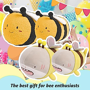 ARELUX 14in Bee Plush Pillow Stuffed Animal,Fuzzy Yellow Honeybee Shark Plushie Doll Pillow,Stuffed Shark Pillow,Soft Anime Bee Pillow Toy Friends Family Member