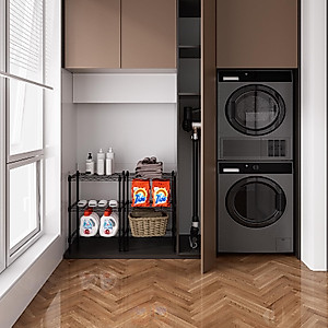 KKN Storage Wire Shelving, 3-Tier Metal Storage Rack - Industrial Steel Shelving Unit for Kitchen, Laundry and Garage, Durable Garage Storage Shelves and Utility Racks 15.7" L x 11.8" W x 22.8" H