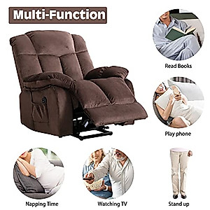 CANMOV Power Lift Recliner Chair for Elderly- Heavy Duty and Safety Motion Reclining Mechanism-Antiskid Fabric Sofa Living Room Chair Electric Recliner Chairs, Chocolate
