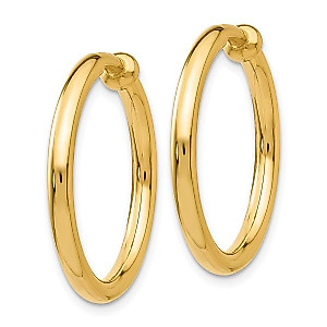 14K Yellow Gold Non Pierced Clip On Hoops Earrings