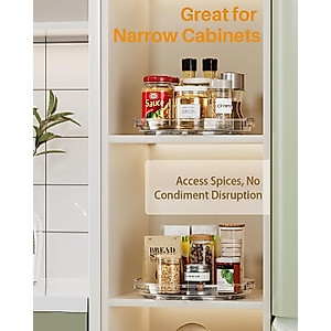 LAMU 2 Pack Lazy Susan Organizer 9.25 inch Turntable for Cabinet, Small Spice Organization for Cabinet, Kitchen, Pantry, Table Top, Fridge, Countertop, Medicine Cabinet Organizer, Clear