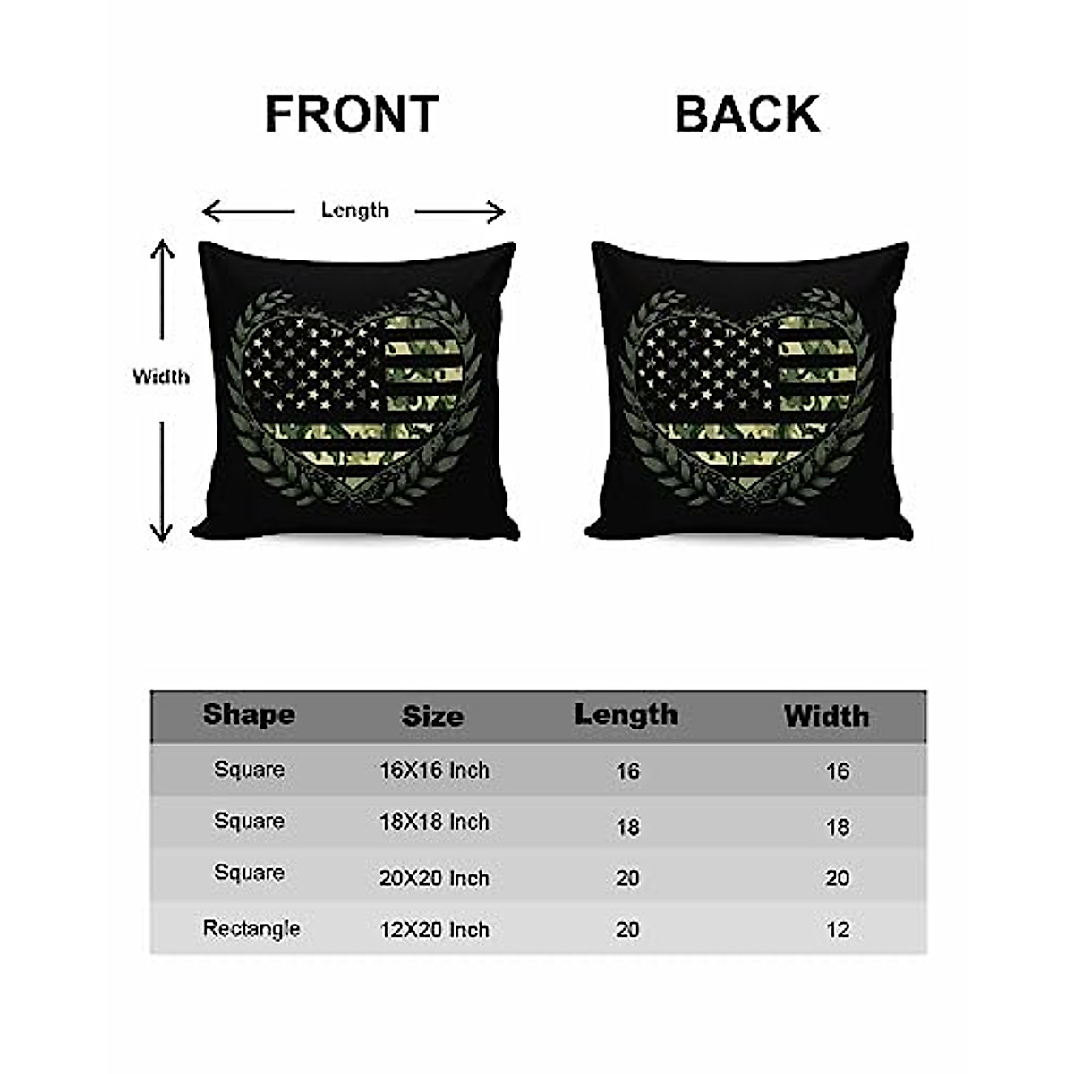 applebless Set of 2 Throw Pillow Covers Square for Home Decor, Camo 18x18 Inch Cotton Reversible Pillow Case Sofa Soft Cushion Cases for Bedroom Couch Bed Car Chair