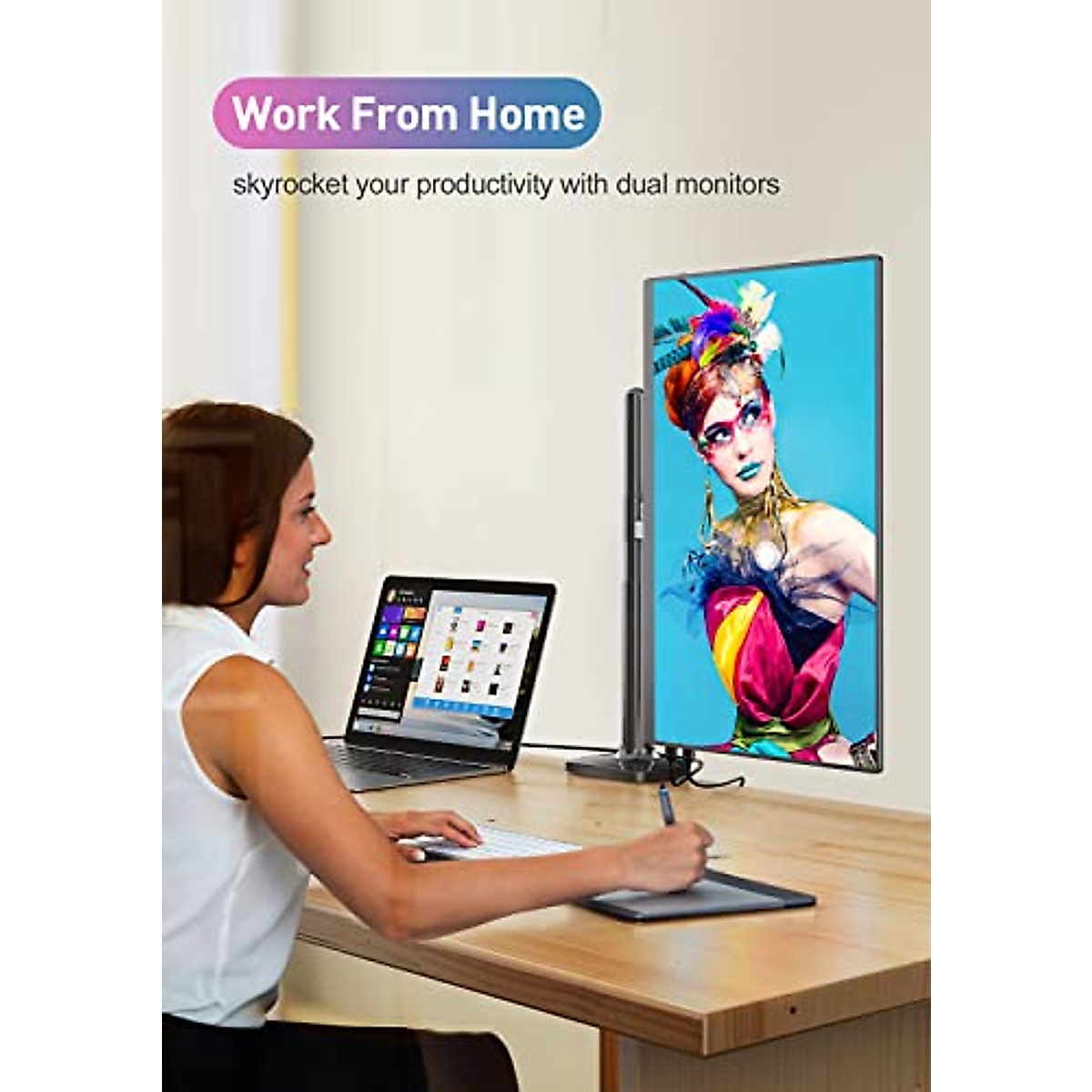 18.5 Inch Portable Monitor for Laptop, FHD 1080P 100% sRGB Travel Monitor for Laptop, Portable Computer IPS Display w/VESA, External Monitor USB-C HDR HDMI Portable Screen w/Smart Cover & Speakers