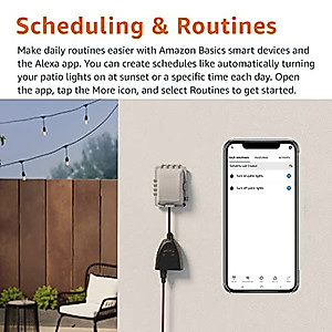 Amazon Basics Outdoor Smart Plug with 2 Individually Controlled Outlets, 2.4 GHz Wi-Fi, Works with Alexa Only