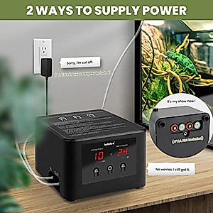 briidea Reptile Misting System, Terrarium Mister with 2 Power Supply Ways, Automatic Humidifiers with Adjustable Spray Nozzles for Reptiles Plants Amphibians Herps