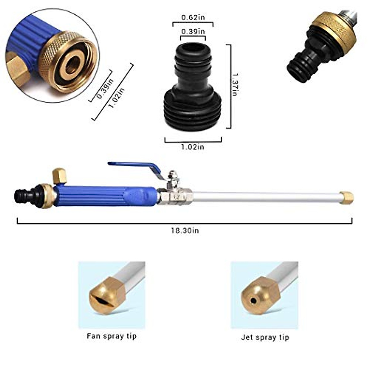 OCCS Magic Hydro High Pressure Power Washer | 2 Brass Nozzles | Hose End Hydro Water Jet Washer Wand | Hydrojet | Glass Cleaner | Garden Sprayer Attachment | Window Car Cleaning Outdoor Washings