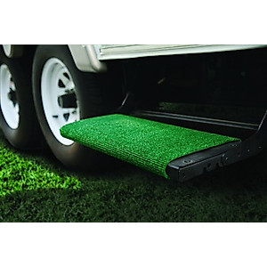 Camco Wrap Around Step Rug- Protects Your RV from Unwanted Tracked in Dirt, Works on Electrical and Manual RV Steps (Green) (42923)