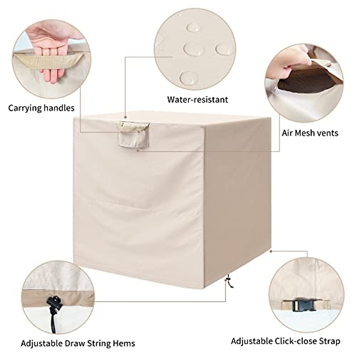 Glensam Air Conditioner Cover for Outside Units-ReliableAC Cover Water Resistant Fabric Windproof Design -Square Fits up to 36 x 36 x 39 inches