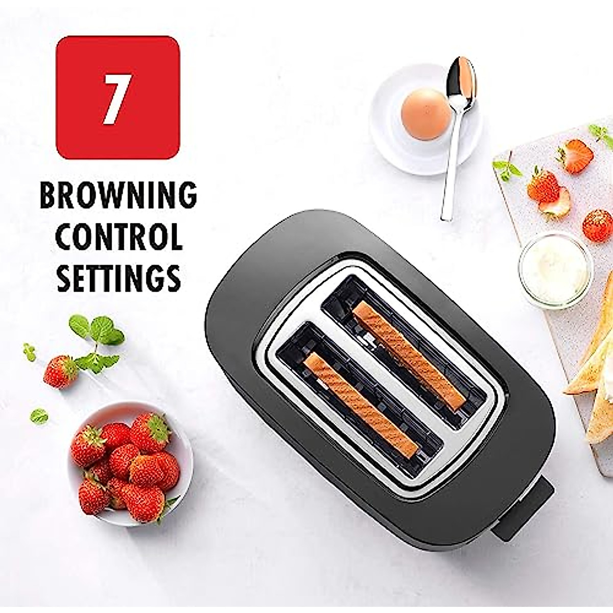 ZWILLING Enfinigy Cool Touch Toaster 2 Slice with Extra Wide 1.5" Slots for Bagels, 7 Toast Settings, Even Toasting, Reheat, Cancel, Defrost, Black