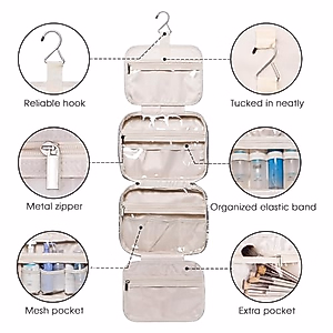 Narwey Hanging Toiletry Bag for Women Travel Makeup Bag Organizer Toiletries Bag for Travel Size Essentials Accessories Cosmetics (Elephant (Medium))