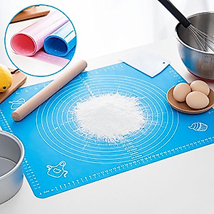 LIMNUO Silicone Pastry Mat Extra Thick Non Stick Baking Mat Non Stick Rolling Dough with Measurements-Non Slip,Kneading Mat, Counter Mat,Dough Rolling Mat,Oven Liner,Pie Crust Mat