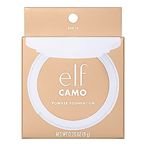 e.l.f. Camo Powder Foundation, Lightweight, Primer-Infused Buildable & Long-Lasting Medium-to-Full Coverage Foundation, Light 210 N