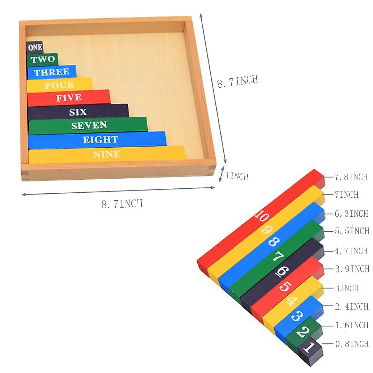 Mfumyy Montessori Math Materials for Preschool,Wood Small Numerical Rods,Educational Counting Toy,Math Blocks,Addition , Subtraction Games Educational Learning Material for Toddler,Multicolor,Medium