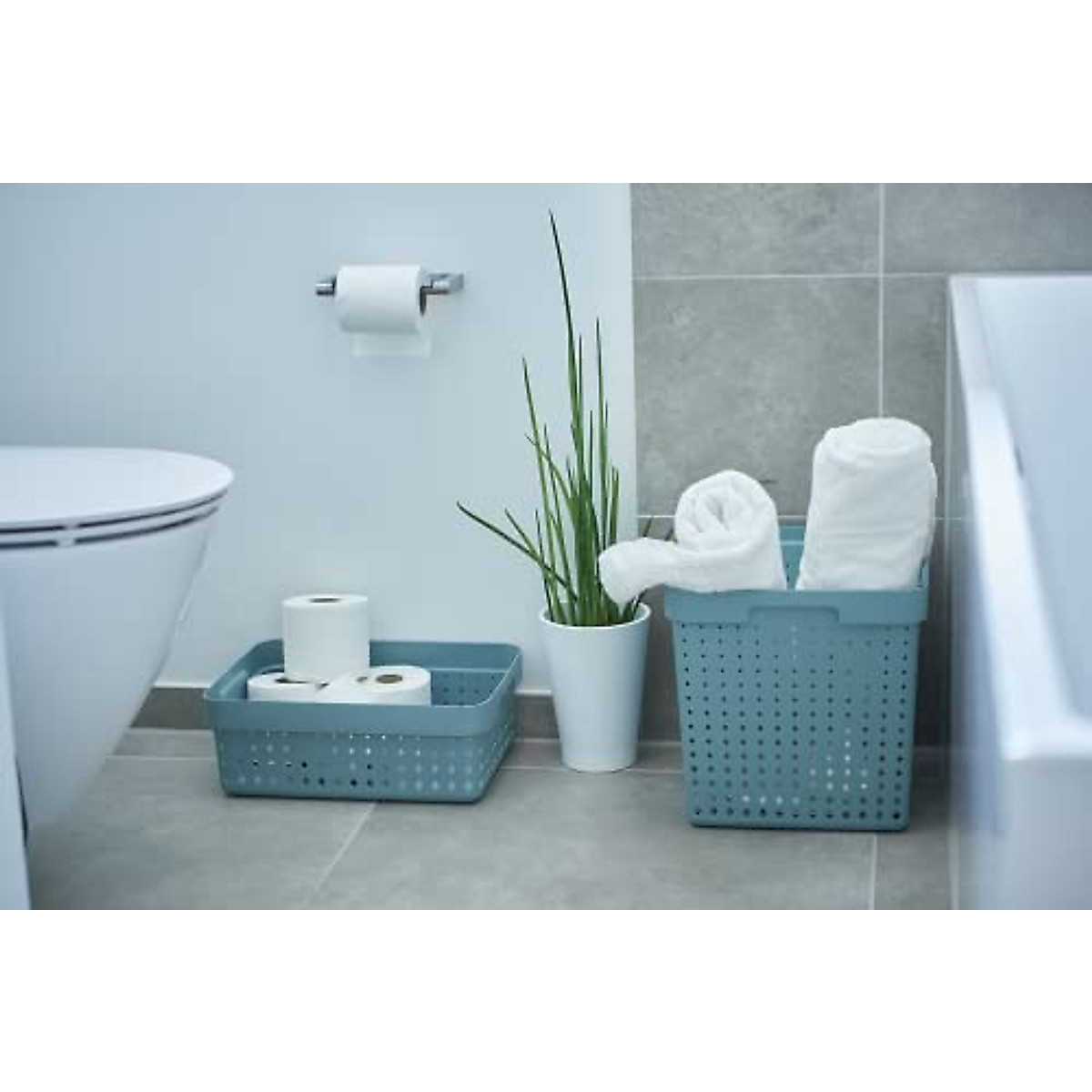 Room Copenhagen, Seoul Basket 5-Pack – Premium Storage Ventilated Nesting Baskets for Groceries, Cleaning, Toys, and More – Small, White