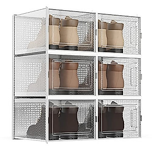 WAYTRIM Shoe Boxes, Clear Plastic Shoe Boxes with Lids Stackable Shoe Storage for Boots Shoe Organizer for Closet Shoe Container Fit to Women Size 13