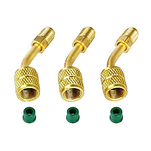 LBG Products R410a Adapter with Thimble for Air Conditioner Ductless Mini Split HVAC System, 5/16 '' Female SAE Quick Couplers x 1/4'' Male Flare(3 Pcs)