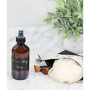 Cornucopia 8-Ounce Amber Glass Fine Mist Spray Bottles (4-Pack); Boston Round w/Atomizer Spritzers for Aromatherapy, Perfume, Cologne, DIY & More