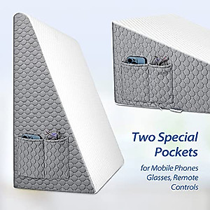 Forias Wedge Pillows 12" Bed Wedge Pillow for Sleeping Acid Reflux After Surgery Triangle Pillow Wedge for Sleeping Gerd Snoring, Air Layer Wedge Cover|Memory Foam Top