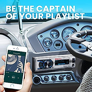 BOSS Audio Systems MCK632WB.64 Marine Stereo Package - Bluetooth, - - no CD DVD MP3 USB WMA AM FM Radio, 6.5 Inch Speakers, Antenna, Weatherproof