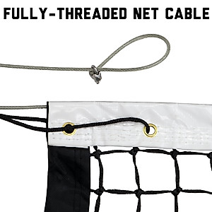 Standard Tennis Net with Winch Cable - 42" Plastic-Coated & Vinyl Netting - Full Size Replacement Sports Equipment for Indoor and Outdoor Tennis Courts - Carrying Bag Included