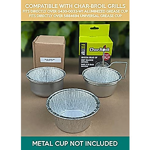 (20 Pack) Grease Cup Foil Liner Compatible with Char-Broil Grills G430-0033-W1 Aluminized Grease Cup and Model 5884694 Universal