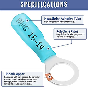 Sopoby Crimping Tool For Heat Shrink Connectors with 300PCS Marine Grade Heat Shrink Wire Connectors - Tinned Red Copper - Electrical Crimping Tool - AWG 22-10 Electrical Ring Fork Spade Splice