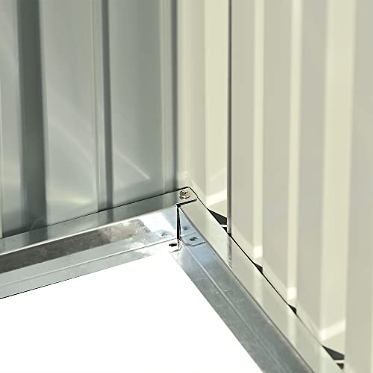 Knocbel 5 x 3ft Outdoor Garden Metal Lean-to Storage Shed with Single Lockable Door, Weather Resistant Tool Shed for Garbage Cans Lawnmower, Ideal for Backyard Patio Lawn (Gray)