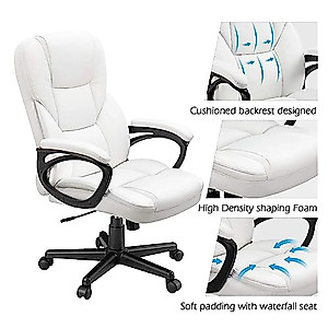 Faux Leather High-Back Executive Office Chair with Lumbar Support, White Office Chair Ergonomic (Color : All)