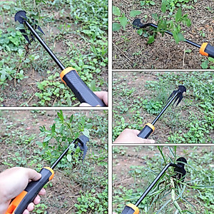 SIXCAR Weeding Tools,Portable Garden Weeder Tool,2024 New Manganese Steel Weed Puller,for Hand Weeder for Vegetable Gardening Backyard Farm Planting & Uprooting Weeding Tool (Rubber 4-Tooth)