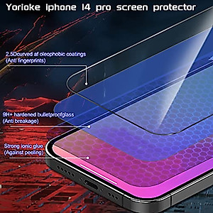 2 Pack Tempered Glass Designed for iPhone 14 Pro Max Screen Protector with 2 Pack Camera Lens Protector Anti Scratch 9H Hardness Ultra Transparent HD Clear Compatible for iPhone 14 Pro Max