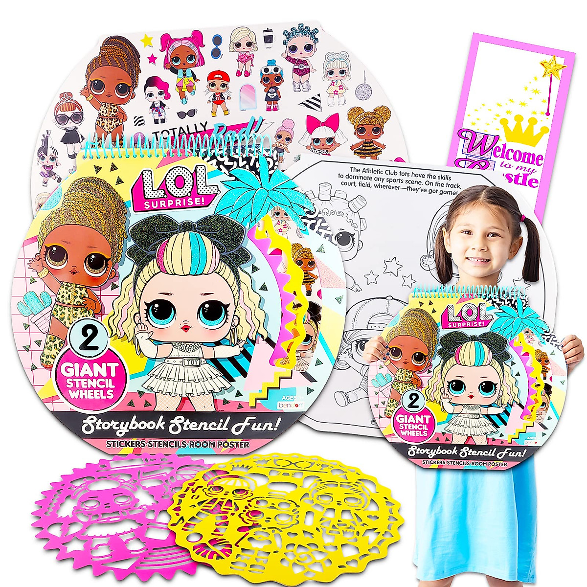 LOL Doll Stencil Activity Book - LOL Doll Arts and Crafts Bundle with Giant Activity Book Including Stickers, Stencils, lol doll stickers