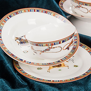 Ceramic tableware set simple household 58 skull ceramic bowl and plate combination business gift bowl and plate set 58 Hermes