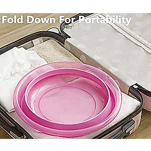 Foldable Hedgehog Bathtub, with 2 Pcs Set Bathing Brush, Plastic Small Animal Swimming Pool, Bath Sand Room Sauna, for Hedgehog Hamster, Guinea Pig,Bearded Dragon (Pink)