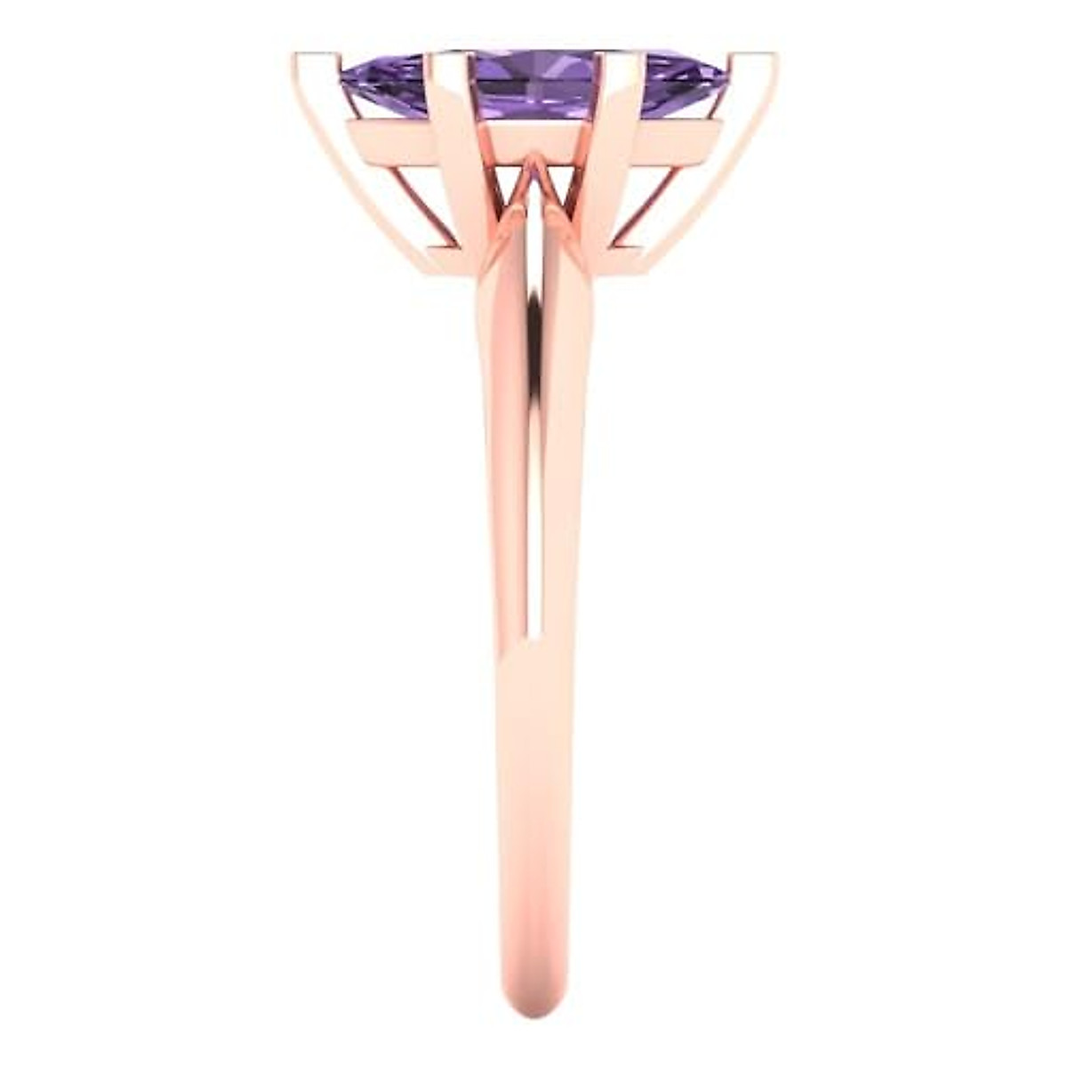 Clara Pucci 1.0 ct Marquise Cut Solitaire Simulated Alexandrite Engagement Bridal Promise Anniversary Ring 18K Rose Gold Size 3.5