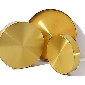 UniDes - Round Brass Tray,Small Gold Decorative Tray Metal Storage Organizer Tray for Modern Home,Matte Brass Finish | 8.66 Inch