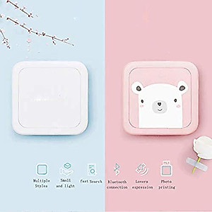 XWWDP Portable Pocket Printer Mini Bluetooth Wireless Thermal Sticker Receipt Printer Compatible Retro-Style Photos, Mini Life Assistant, Good Gift