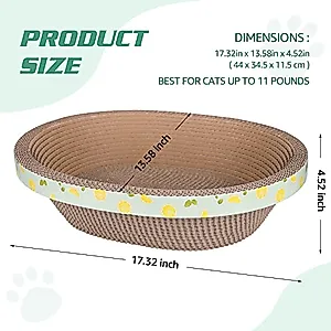 Oval Cardboard Cat Scratcher Bed Scratch Pad Nest Corrugated Scratching Board House, Training Toy for Furniture Protection (17.3")