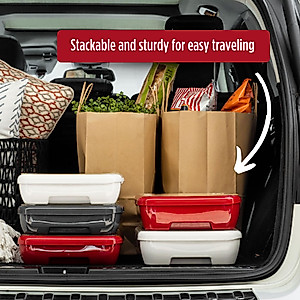 Fancy Panz Premium, Serving Tray for Food, Made in the USA Foil Pan Carrier, Stackable Aluminum Pan Holders, Travel Casserole Carrier, Red