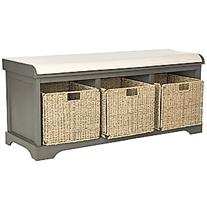 Safavieh American Homes Collection Lonan Grey and White Wicker Storage Bench, 0