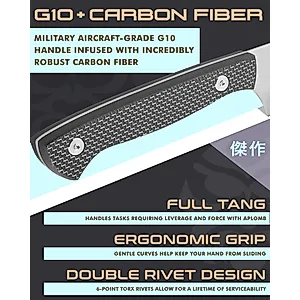 KESSAKU 8-Inch Chef Knife - Senshi Series - Forged Japanese AUS-8 High Carbon Stainless Steel - Carbon Fiber G10 Handle with Sheath