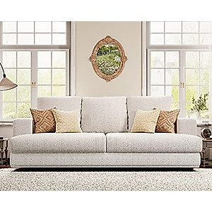 VanAcc Sofa, 3 Seater Comfy Couch Sofa- Extra Deep Seated Oversized Sofa, 97" Contemporary Couches for Living Room, Bedroom and Office (Beige,Chenille)