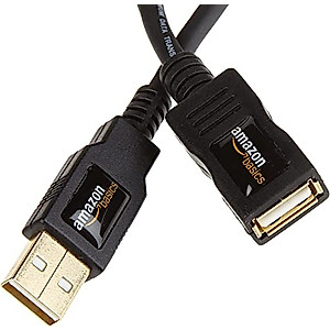Amazon Basics USB-A 2.0 Extension Cable, for Printer, Mouse or Keyboard, Male to Female, 480Mbps Transfer Speed, 6.5 Foot, Black