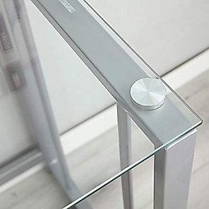 SogesHome 35 inch Glass Computer Desk Office Desk Gaming Desk Office Desk Writing Table Small Desk Workstation for Home Office