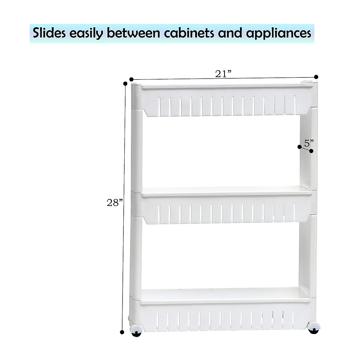 28" Slim Slide Out Storage Tower for Laundry, Bathroom, or Kitchen By Trademark Innovations