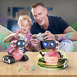Hamourd Robot Toys for Girls, Rechargeable Remote Control Robots, Toy Robot with Auto-Demonstration, Flexible Head & Arms, Dance Moves, Music, and Shining LED Eyes, Girls Toys Age 6-8 2-7
