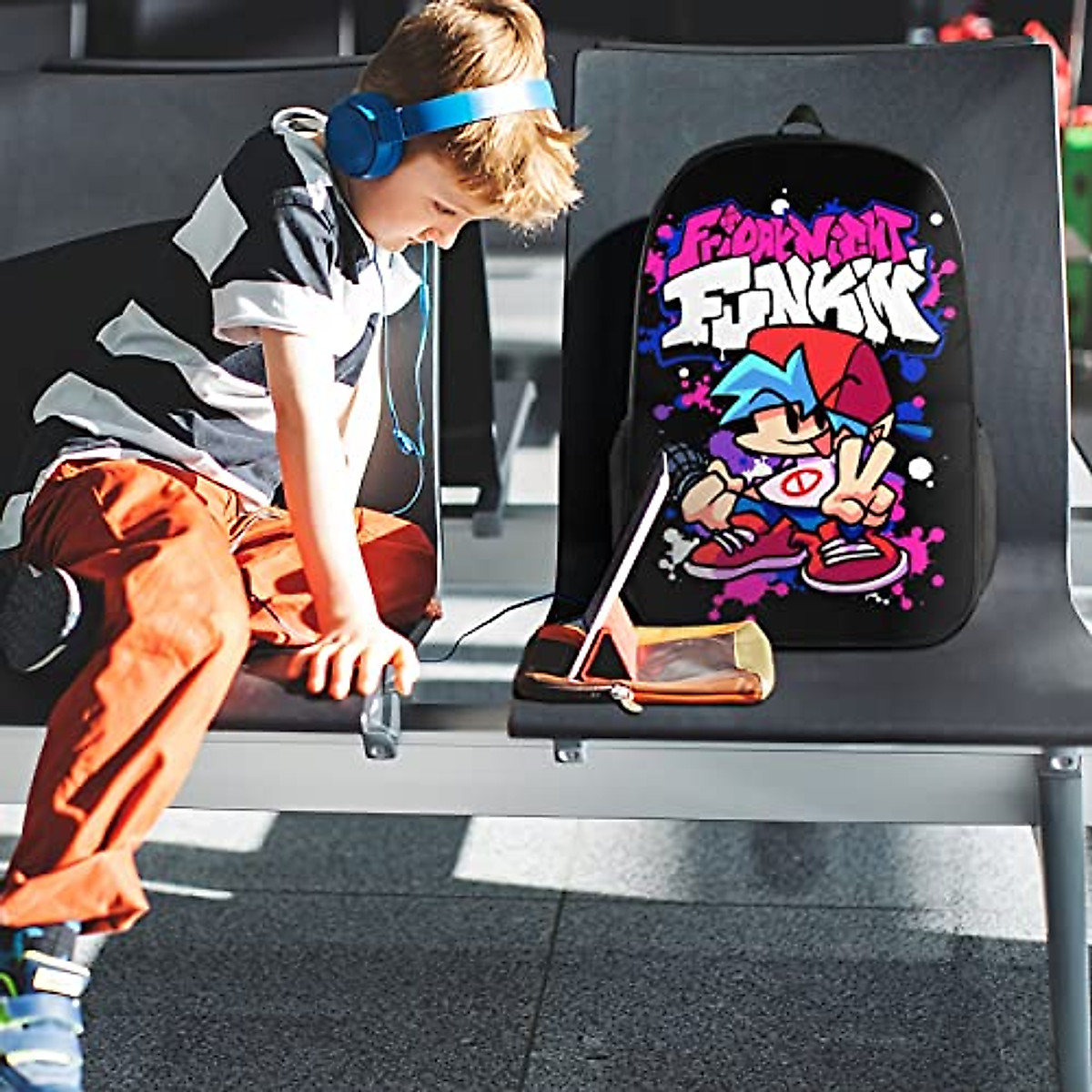 LENG Anime Backpack, 3D Print Bookbag Bag Daypack, 17 Inch Large Capacity Cartoon Travel Bag Birthday Gifts For Teen Fans