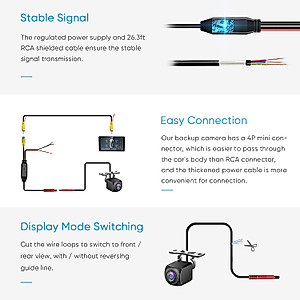 HD Backup Camera,Metal Housing 170 Degree Wide View Angle License Plate Rear View Camera for Car,Clear Night Vision IP69 Waterproof Rearview Universal Reverse Cam Kit for Vehicle SUV RV Pickup