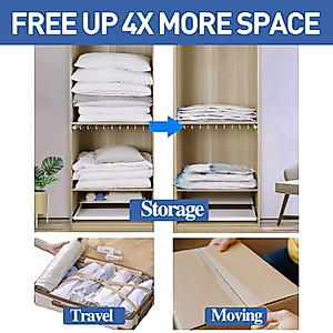 25 Pack Vacuum Storage Bags with Electric Pump, Space Saver Bags (5 Jumbo/5 Large/5 Medium/5 Small/5 Roll) Compression for Comforters and Blankets, Sealer Clothes Storage Travel Essentials